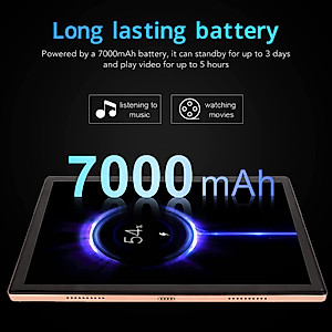 Zyyini 10.1 Inch Tablet for Android 12, 12GB RAM 256GB ROM, Dual SIM Dual Standby Calling Tablets, 7000mAh Office Tablet with Dual Camera, for Work, Study, Entertainment. (EU Plug)