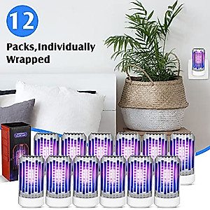 Qualirey 12 Pcs Indoor Bug Zappers, Plug in Bug Zapper Indoor Electronic Mosquitoes Killer Mosquito Repellent Zapper Indoor Mosquito Zapper Fly Trap with Purple Light for Home Bedroom Office
