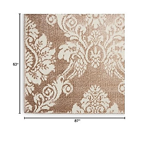 Nourison Elation Floral Ivory Mocha 5'3" x 7'3" Area -Rug, Easy -Cleaning, Non Shedding, Bed Room, Living Room, Dining Room, Kitchen (5x7)