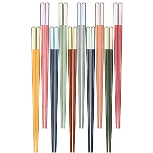 Tioncy 10 Pairs Reusable Chopsticks Dishwasher Safe, Fiberglass Cooking Chopsticks, Chinese Korean Japanese Chopsticks, Cute Colorful Chopsticks, Non-slip, Ice Fog Multi Color 9.5 Inches/ 24 cm