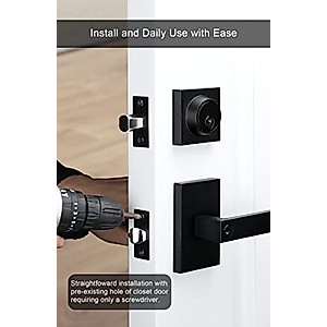 goldenwarm Keyed Alike Black Door Handle with Deadbolt, Square Contemporary Matte Black Exterior Door Lock Set with Deadbolt, Heavy Duty Zinc-alloyed Front Entry Door Locksets with Deadbolt(1 Pack)