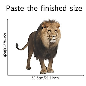 ROFARSO Lifelike Cool Standing Lion Animal Wall Sticker Removable Wall Decal Peel and Stick Wall Art Decoration Home Decor for Nursery Kid Baby Bedroom Living Room Playing Room Mural