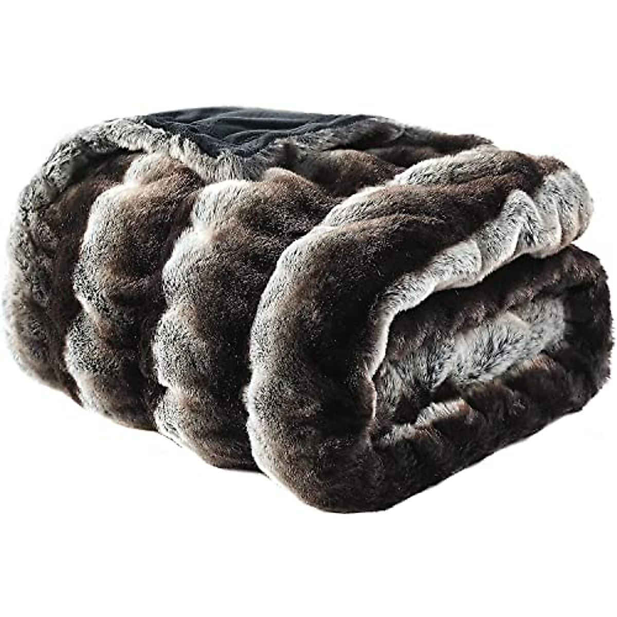 inchgrass Luxury Soft Faux Mink Fur Throw Blanket Shaggy Plush Elegant Weighted Handmade Thick Blanket for Sofa Chair Couch Living Bedding (60"x70", Grey Chinchilla)