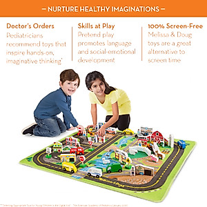Melissa & Doug Deluxe Activity Road Rug Play Set with 49 Wooden Vehicles and Play Pieces