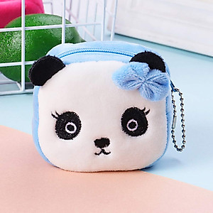 oAtm0eBcl Cute Plush Panda Animal Small Coin Purse Zipper Money Wallet Kids Birthday Frog