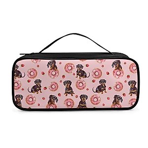 Gomyblomy Dachshund Donuts Print Stethoscope Case with Extra Mesh Pocket for Nursing Accessories, Lightweight Stethoscope Carrying Case Storage Bag Fit for Most Stethoscopes