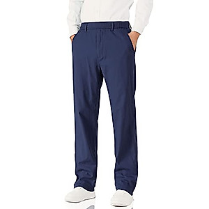 Soojun Men's Relaxed Fit Elastic Waist Drawstring Cotton Linen Pants, Navy, 30W x 32L