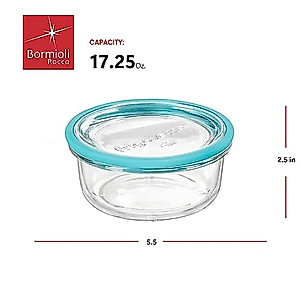 Bormioli Rocco Frigoverre Future 17.25 oz. Round Food Storage Container, Made From Durable Glass, Dishwasher Safe, Made In Italy.