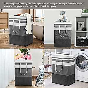 Firlar 2PCS Laundry Basket,15.7×11.5inch Folding Laundry Hamper,Dirty Clothes Organizer,Large Capacity Dirty Laundry Hamper,Laundry Hamper with Lid,Portable Dirty Clothes Basket for Clothes Storage