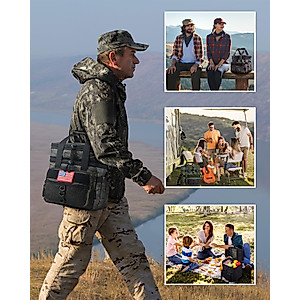 JOYHILL Tactical Lunch Box for Men, Double Deck Expandable Insulated Lunch Bag, Large Durable Thermal and Cooler Bag for Adult, Modern Leakproof Bag for Adult Work, Camping, Picnic, Green Camo,18L