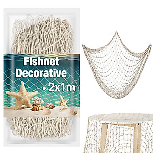Sukh 1PC Fish Net Decorative - Fish Net Decorations Decorative Netting Nautical Fishnet Table Runner Nets Netting Fishnet Ocean Party Decor Decoration Decorative Fishing Rope Netting Decorations