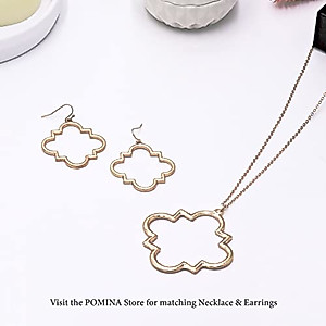 POMINA Quatrefoil Clover Gold Dangle Drop Earrings Gold Silver Two Tone Textured Trendy Fashion Earrings for Women