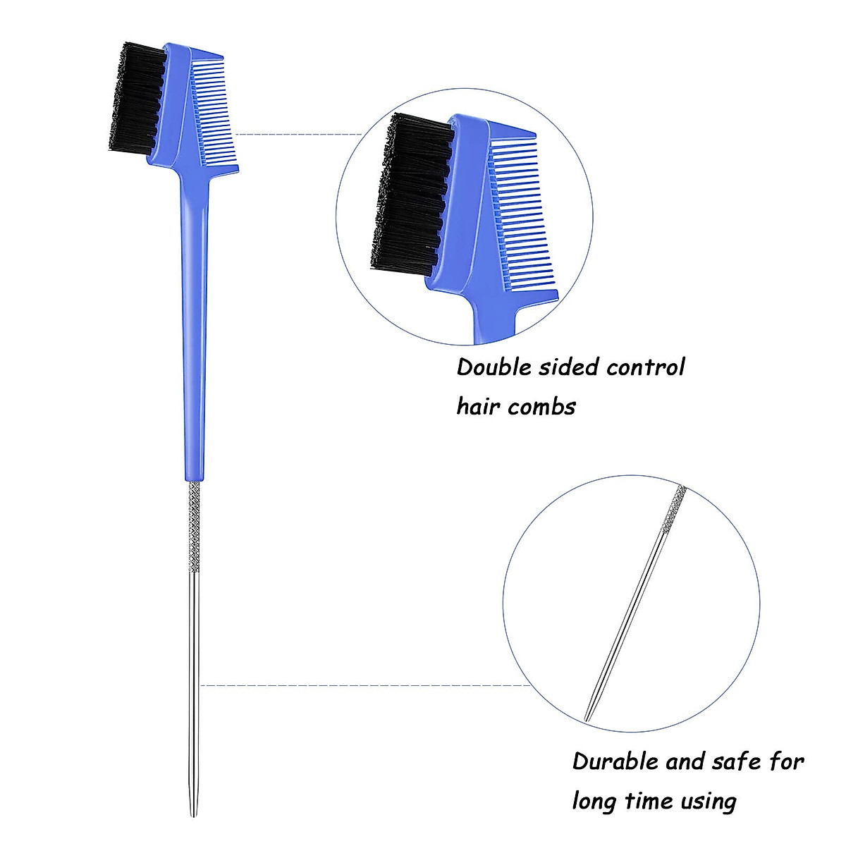 6 Pieces Hair Edge Brush with Rat Tail Comb Double Sided Control Hair Comb Hair Edge Brush Comb for Women Girls Beauty Natural Styling Hair Edge Eyebrow Brushes