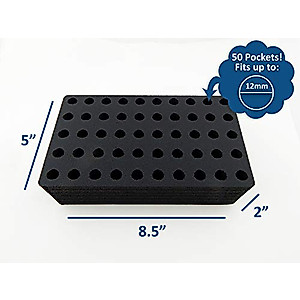 Polar Whale Test Tube Rack Black Foam Storage Rack Organizer Stand Transport Holds 50 Tubes Each Fits up to 12mm Diameter Tubes