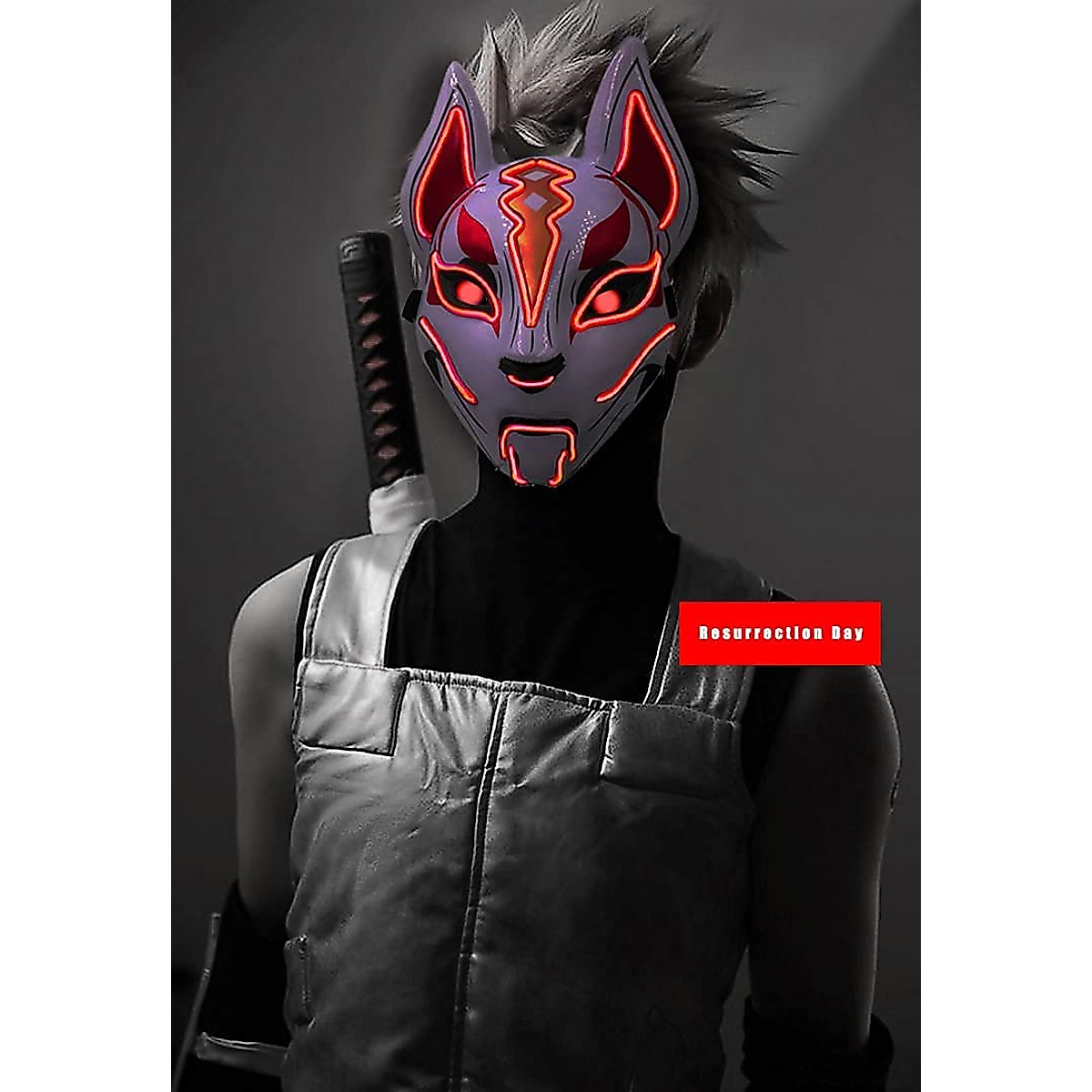 GLDYTIMES Fox Mask Light Up Drift Masks Wolf LED Colour Cosplay Glowing Decorations Masks Gift Costume Child Adult Festival Party Mask