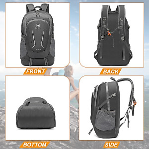 MIYCOO Lightweight Backpack for Men Women - Packable Hiking Travel Backpack - Foldable Outdoor Camping Waterproof Daypack Grey