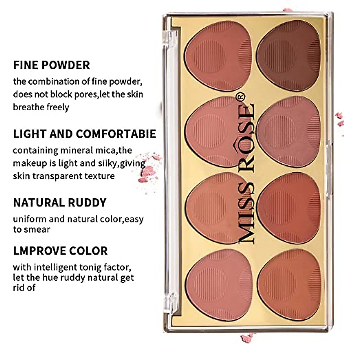 Blush Palette, Matte Mineral Blush Powder Face Blush,Contour and Highlight Blush Palette,Professional Facial Beauty Cosmetic Makeup Blush (#Blush-02)