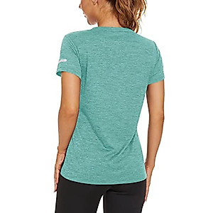 T Shirts for Women Gym Work Out Shirts Short Sleeve T-Shirt Running Shirts Dry Fit Athletic Shirts Golf Shirts Women Surf Tshirts Light Green