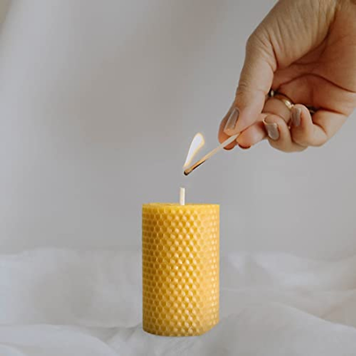 Beeswax Pillar Candles Set of 3 - Handmade Pure Beeswax Rolled Candles for Gift & Home Decor (2×3.3 in)