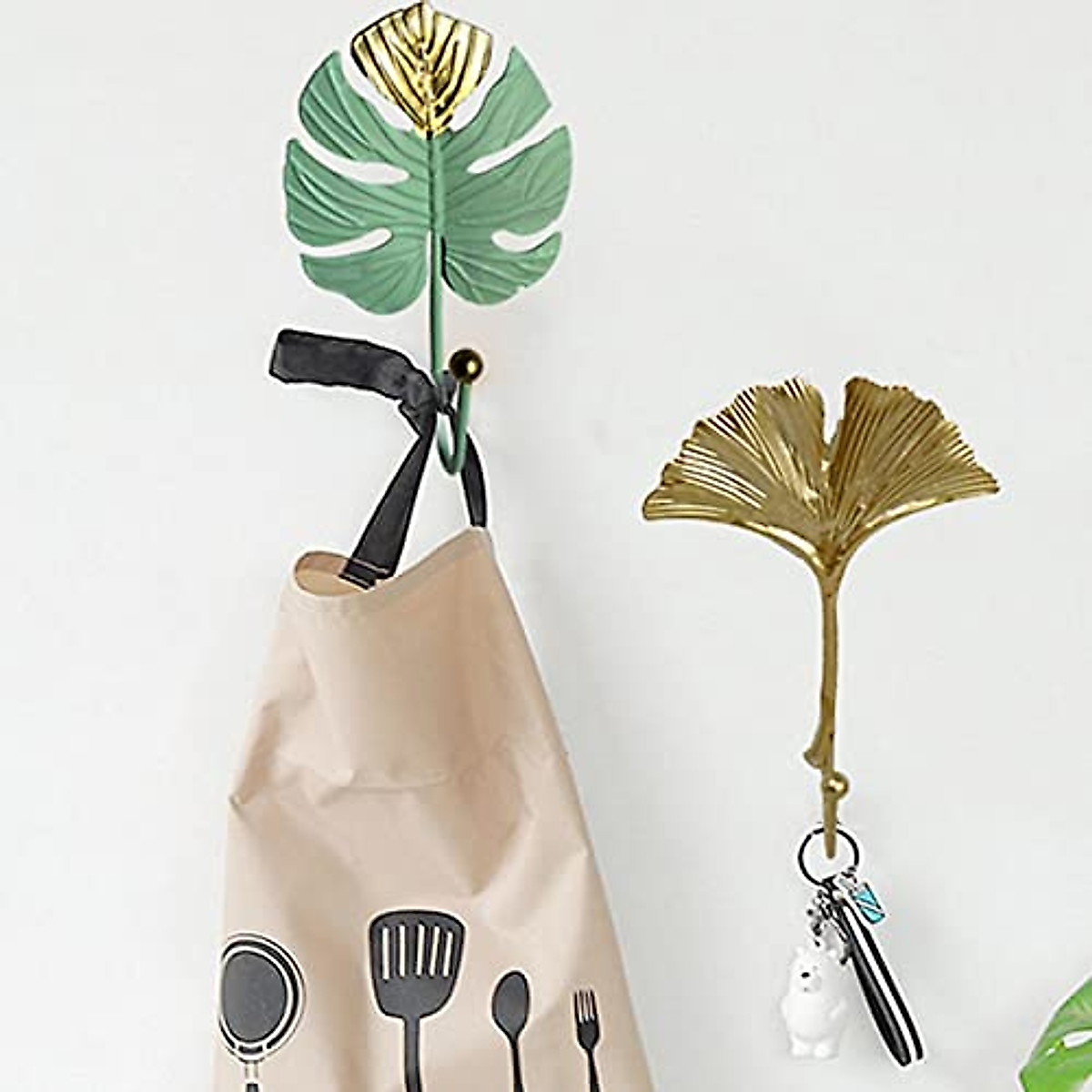 Amosfun 6pcs Plant Tropical Leaf Coat Mask Storage Decorative Reusable Stylish Corridor Leaf- Shaped Modern of Metal Window Things for Bathroom Shaped Utility Decor Iron Clothes