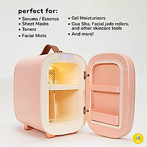 FACETORY Strawberry Skincare Fridge- Ice Cream Series- 5 Liters with LED Light, Temperature Display, Silent Mode for Dorm Room, Bedroom, Office