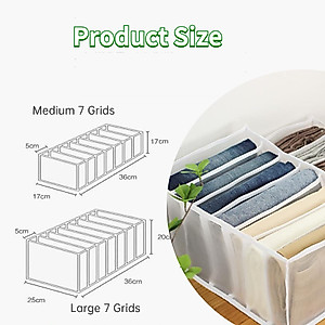 Wardrobe Clothes Organizer, 4 Pcs Upgraded Washable Closet Organizers and Storage, Washable Foldable Jeans Compartment Storage Box for Jeans, Shirt, Legging (White 4L)