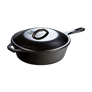 Lodge L8CFKPLT Cast Iron Covered Chicken Fryer, Pre-Seasoned, 3-Quart, Black