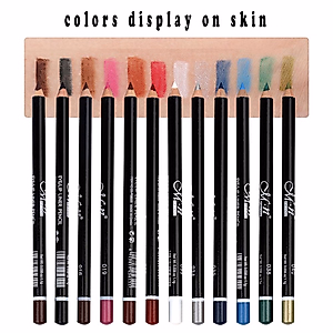 Eye Liner Pencil Set - 12 Assorted Colors Natural Matte Long Lasting Hypoallergenic Eyeliners Eye Makeup Soft Crayon Pencils (Black Gray Brown Plum Purple Lavender Pink etc)