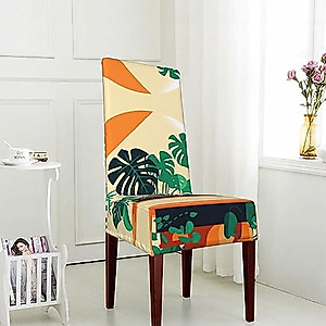 Cartoon Turtle Back Bamboo Pattern Elastic Polyester Ammonia Dining Chair Cover - Protection Cover for Dining Chair Removable