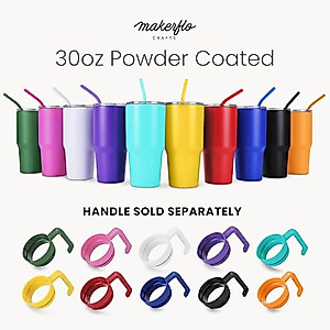 makerflo 30 oz Pink Powder Coated Tumbler Pack of 1 with Upgrad Handle Option, Includes a Sliding Splash & Leak Proof Lid, Ideal for Craft, Personalization (Laser Engraving, UV DTF, Epoxy, Vinyl)