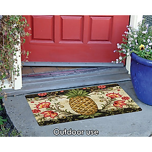 Toland Home Garden 800044 Pineapple & Scrolls Fruit Door Mat 18x30 Inch Flower Outdoor Doormat for Entryway Indoor Entrance