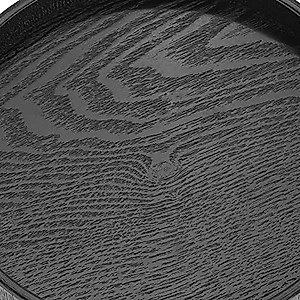 Black Wood Serving Tray, Round Shape Solid Wood Serving Tray Plate Bar Cafe Restaurant Trays(30cm)