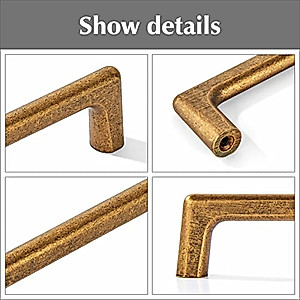 khtumeware 6 Pack 5 Inch(128mm) Hole Centers Vintage Antique Brass Kitchen Cabinet Pulls, Aged Brass Drawer Pulls Kitchen Cabinet Hardware for Cupboard Drawer Handles Dresser Retro Pulls