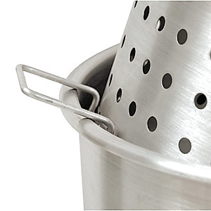 Bayou Classic 8000 Handcrafted 80-qt Aluminum Bayou Boiler Features Heavy-Duty Riveted Handles Reinforced Boiling Basket w/ Helper Handle Made w/ Heavy Gauge Aluminum