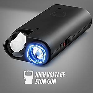 Stun Gun and Pepper Spray Combo - Protection for Women Self Defense 3-in-1 Kit, Stun Gun Pepper Spray with Flashlight, 175 Lumens, 1.44 MC Formulation, 16 ft Range, Rechargeable Battery, USB (Black)