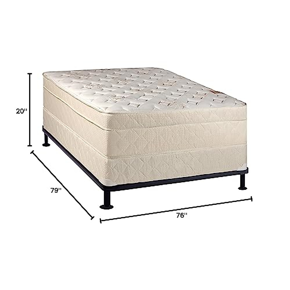 Spring Coil 13-Inch Extra Firm Foam Encased Eurotop Hybrid Mattress & 8" Wood Traditional Box Spring/Foundation Set, King, Black