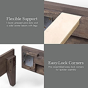 eLuxurySupply Wood Bed Frame | Made with 100% New Zealand Pine | Solid Mattress Platform Foundation Pressed Pine Slats | Easy Assembly | Califonia King - Grey Barn Wood