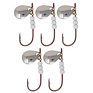 Tooth Shield Tackle Ice Fishing Deadstick Charmer Hook Tip-Up Rig / Tip Down Hook Rig Walleye Crappie Perch Jig [Red White] 5 Pack (Hook Size: 4)
