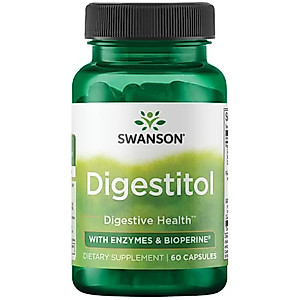 Swanson Digestitol - Natural Digestive Health Support Featuring Digestive Enzymes and BioPerine - Supports Increased Nutrient Absorption & Overall Wellness - (60 Capsules)