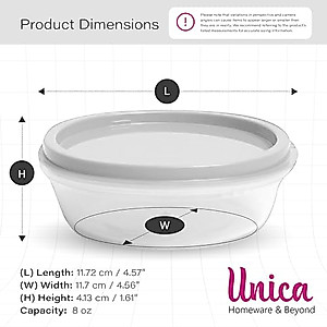 Unica Round Food Container, BPA-free Microwave Bowls with Lids, Airtight Container, Mixing Bowl Set, Freezer & Dishwasher Safe, Set of 3, Coral, 8 oz, 4.56x4.56x1.61 in