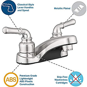 Pacific Bay Lynden Bathroom Sink Faucet - Metallic Plating Over Lightweight ABS Plastic (Brushed Satin Nickel)