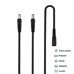 USHANLIN DC Power Splitter Security Camera Power Splitter 12V CCTV Power Cable (1 Female to 2 Male 5.5mm X 2.1mm, 5Pack)