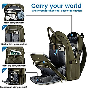 LOVEVOOK Laptop Backpack for Women, Water Resistant Travel Work Backpacks Purse Stylish College Bookbag Business Teacher Nurse Computer Bag with USB Charging Port, Fits 15.6" Laptop