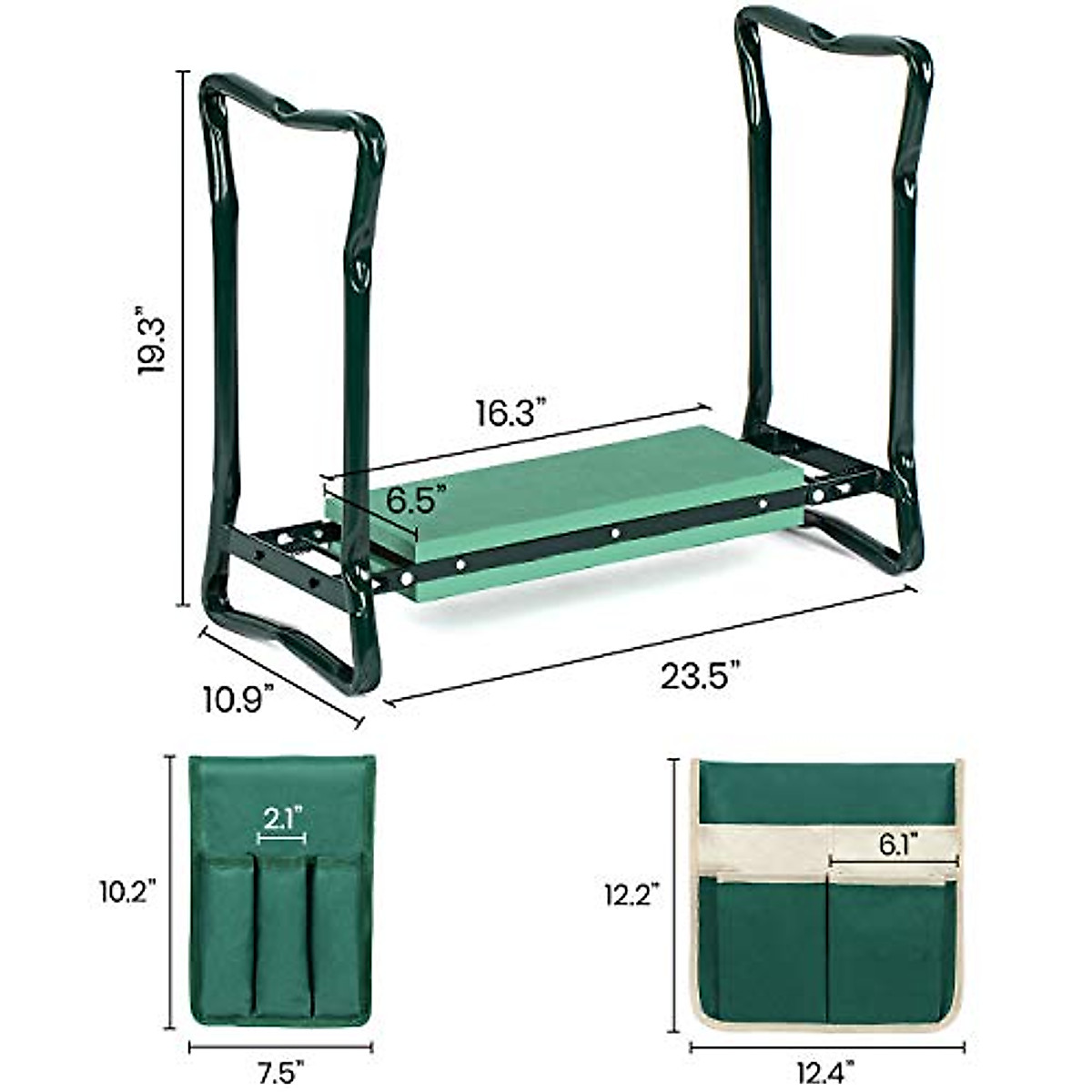 COSYLAND Garden Kneeler and Seat Foldable Soft Gardening Stool with Bonus EVA Kneeling Pad, 2 Pouches, Detachable Belt, Kneeler for Gardening Foldable Portable