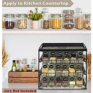 Artibear Upgraded Pull Out Spice Rack Organizer for Cabinet Storage Upto 54 Jars, 3-Tier Seasoning Shelf Holder for Kitchen Pantry Countertop, Matte Black (Bottles Not Included)