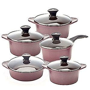 Moncross series 5-Piece Set (Sauce Pan, 6.3 inches (16 cm), Sauce Pan, 7.1 inches (18 cm), Small Oven Pan, 7.9 inches (20 cm), Steaming Pot, 9.4 inches (24 cm), Small Pot, 9.4 inches (24 cm)