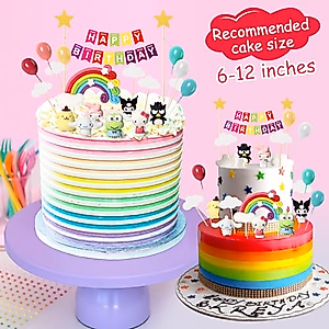 Lidmada 20Pcs Rainbow Kitty Cake Topper Banner Hello Birthday Party Cake Decorations Supplies Set, Mini Colorful Clouds Stars Party Decors Favors for Kids Girls Boys Baby Shower Happy Birthday