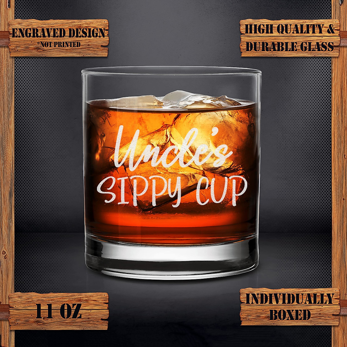NeeNoNex Uncle's Sippy Cup Whiskey Glass - Funny Birthday Gift for Uncle