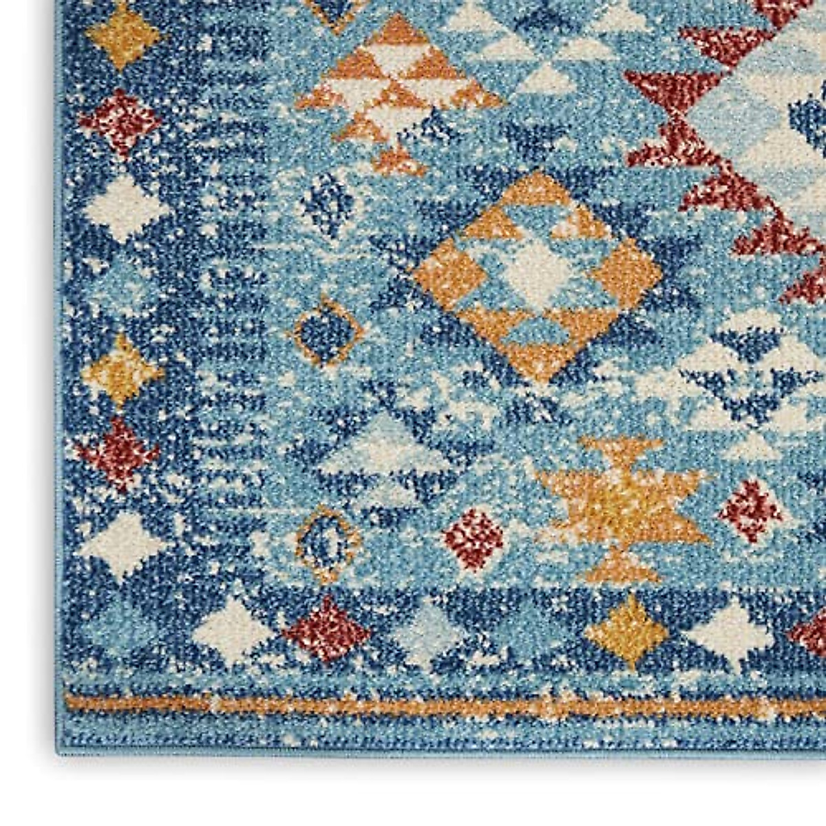 Nourison Passion Bohemian Blue/Multicolor 5'3" x 7'3" Area -Rug, Easy -Cleaning, Non Shedding, Bed Room, Living Room, Dining Room, Kitchen (5x7)
