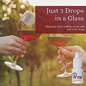 Just the Wine Sulfite Remover Drops (1-Bottles) Just 3 Drops in a Glass! Made in USA, White